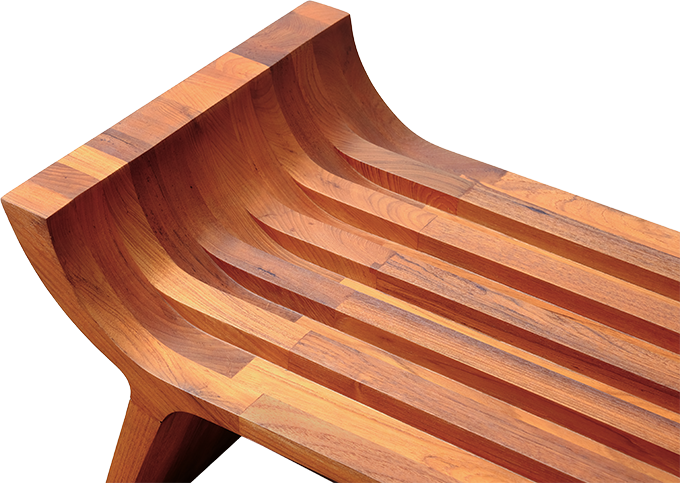 Wooden Ribbed Bench – Krea World
